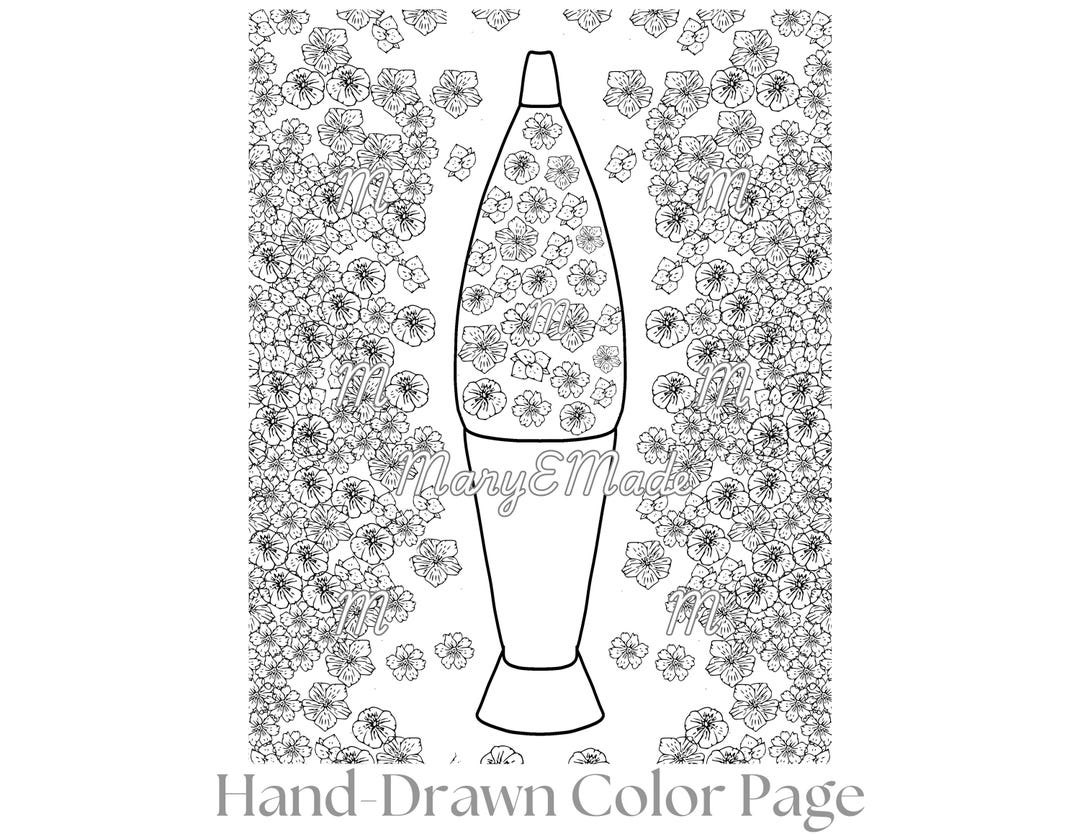 Mini Florals Retro Lava Lamp Printable Color Page Original Artwork Not ...