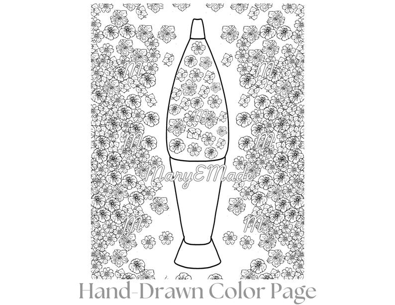 Mini Florals Retro Lava Lamp Printable Color Page Original Artwork Not ...
