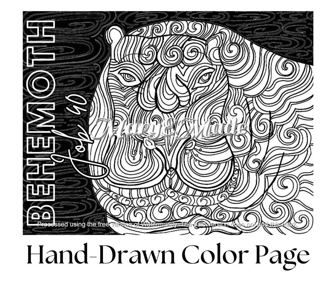 Job 40 Behemoth Printable Color Page Original Artwork Not Ai - Etsy