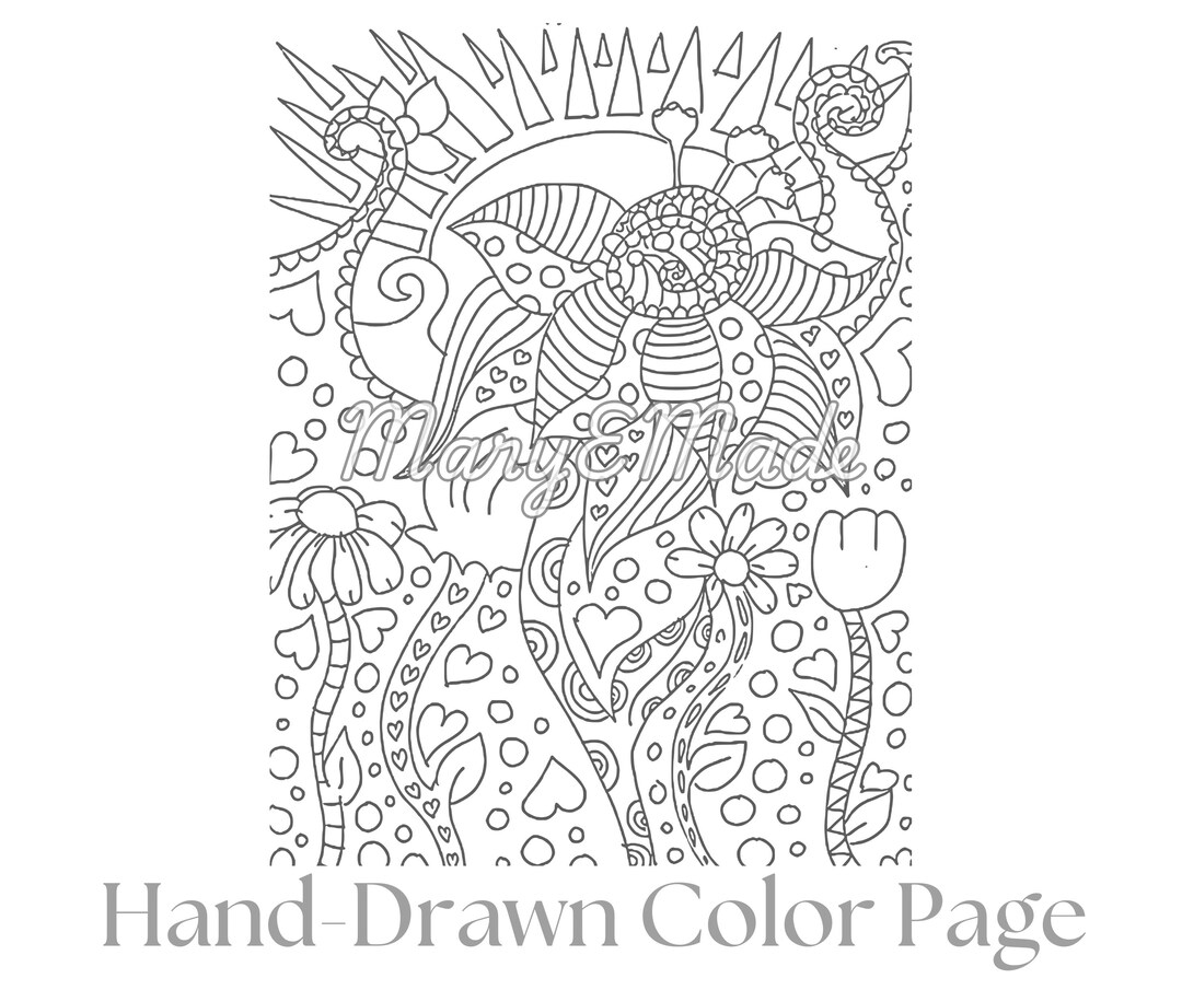 Ditzy Flower Printable Color Page Original Artwork Not Ai - Etsy