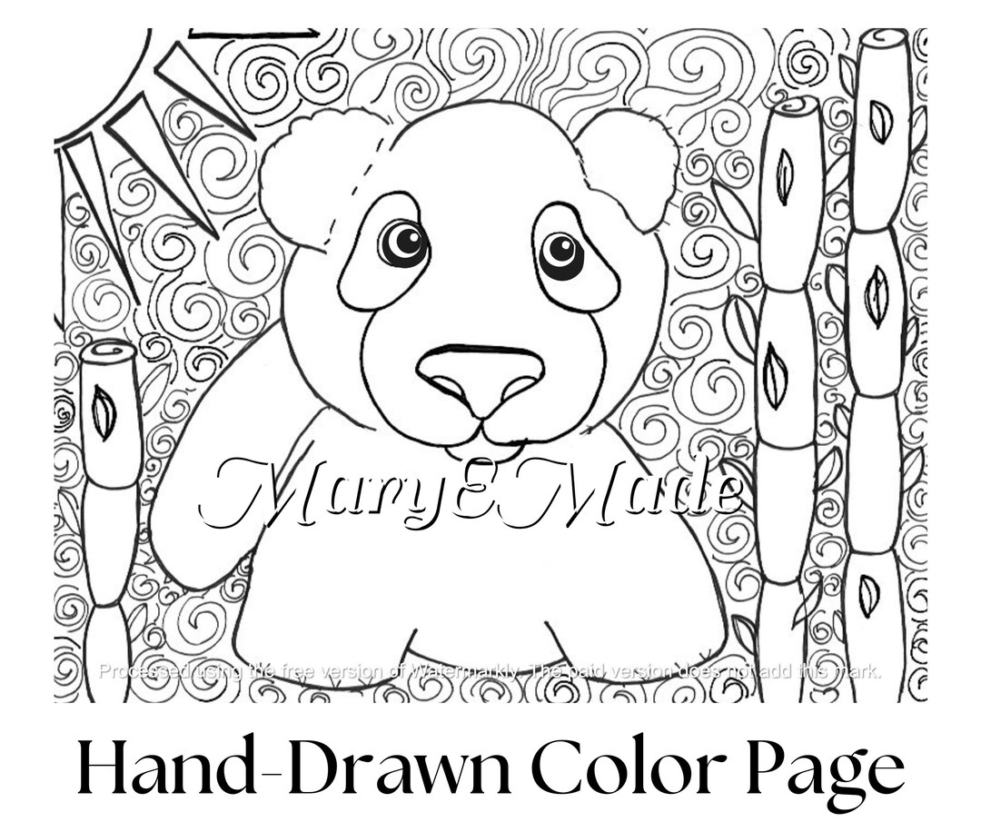Little Panda Printable Color Page Original Artwork Not Ai - Etsy
