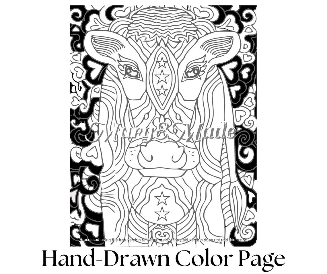 Velvet Cow Printable Color Page Original Artwork Not Ai - Etsy