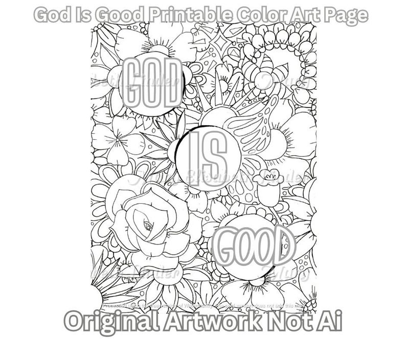 God is Good Printable Color Art Page Original Artwork Not Ai - Etsy