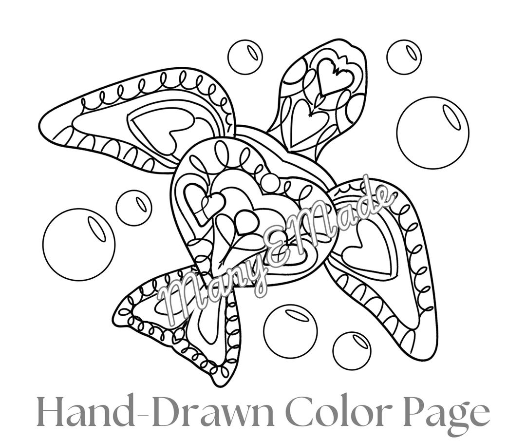 Baby Sea Turtle Printable Color Page Original Artwork Not Ai - Etsy