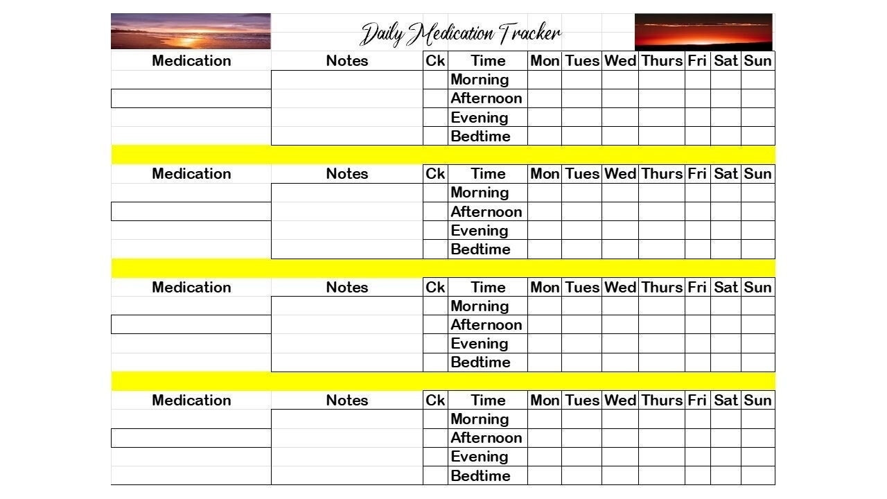Medication Tracker Excel - Etsy
