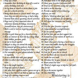 LDS Relief Society Ministering Ideas, Fall Theme "50 Ways to Minister ...