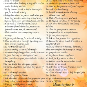 LDS Relief Society Ministering Ideas, Fall Theme "50 Ways to Minister ...