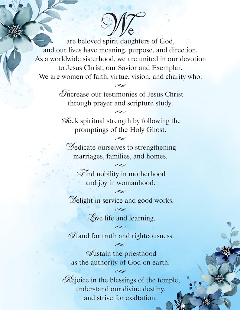 Printable LDS Relief Society Declaration, Gift for New Sisters Entering ...