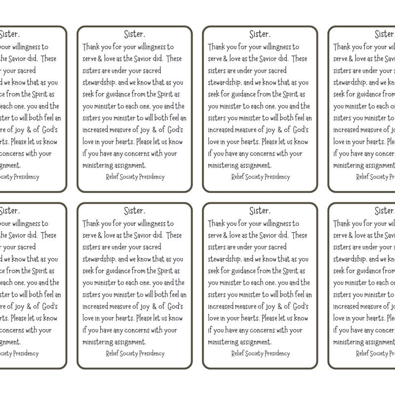 Ministering Assignment Cards - Etsy