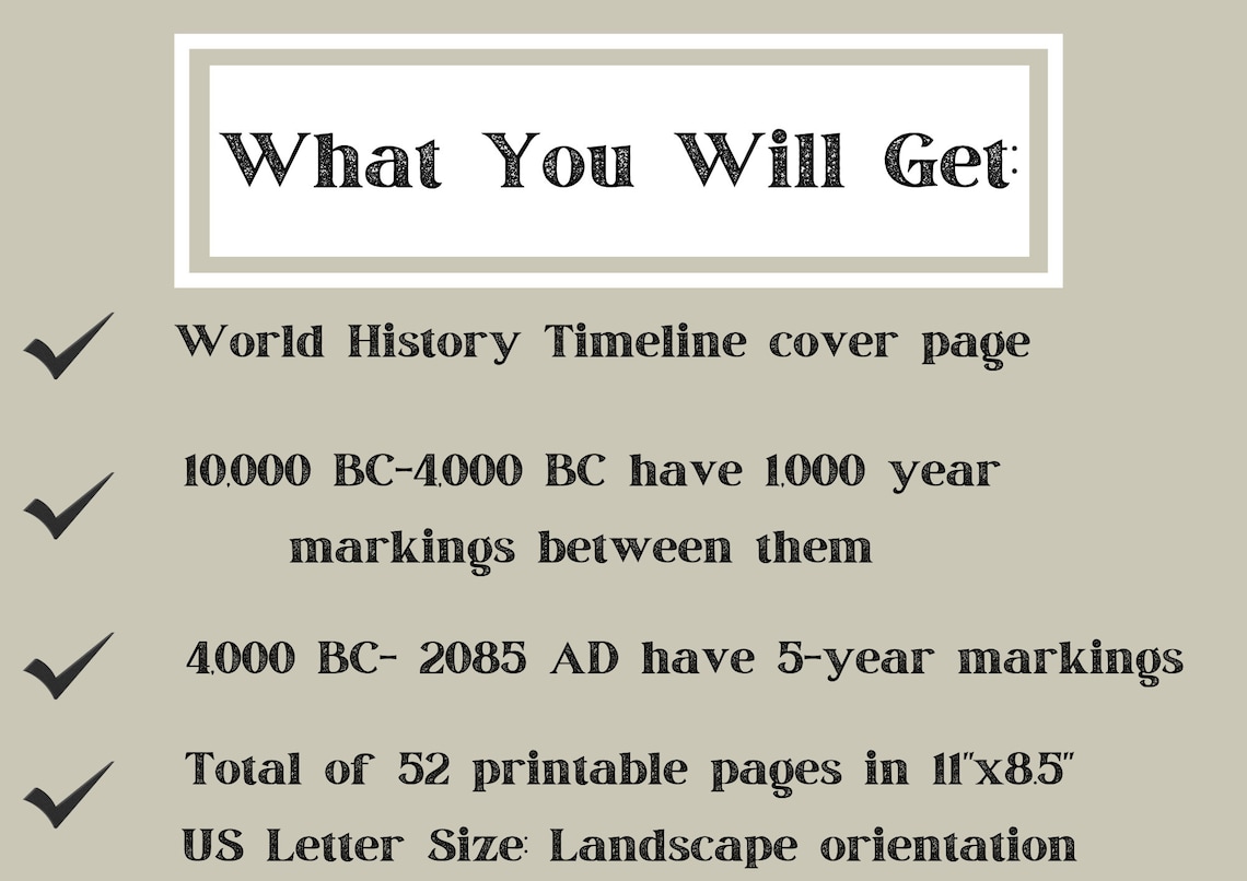 World History Printable Timeline, Wall Timeline, Book of Centuries ...