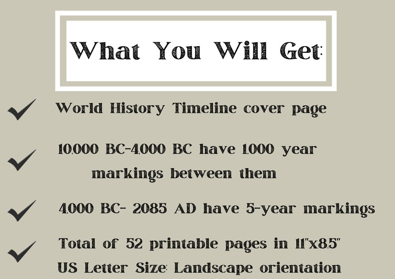 World History Printable Timeline, Wall Timeline, Book of Centuries ...