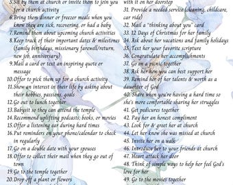 LDS Relief Society Ministering Ideas, Winter Theme "50 Ways to Minister ...