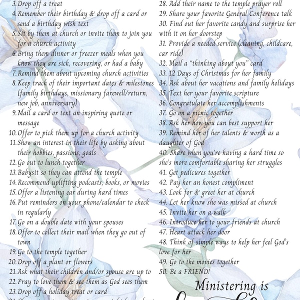 Ministering Handout - Etsy