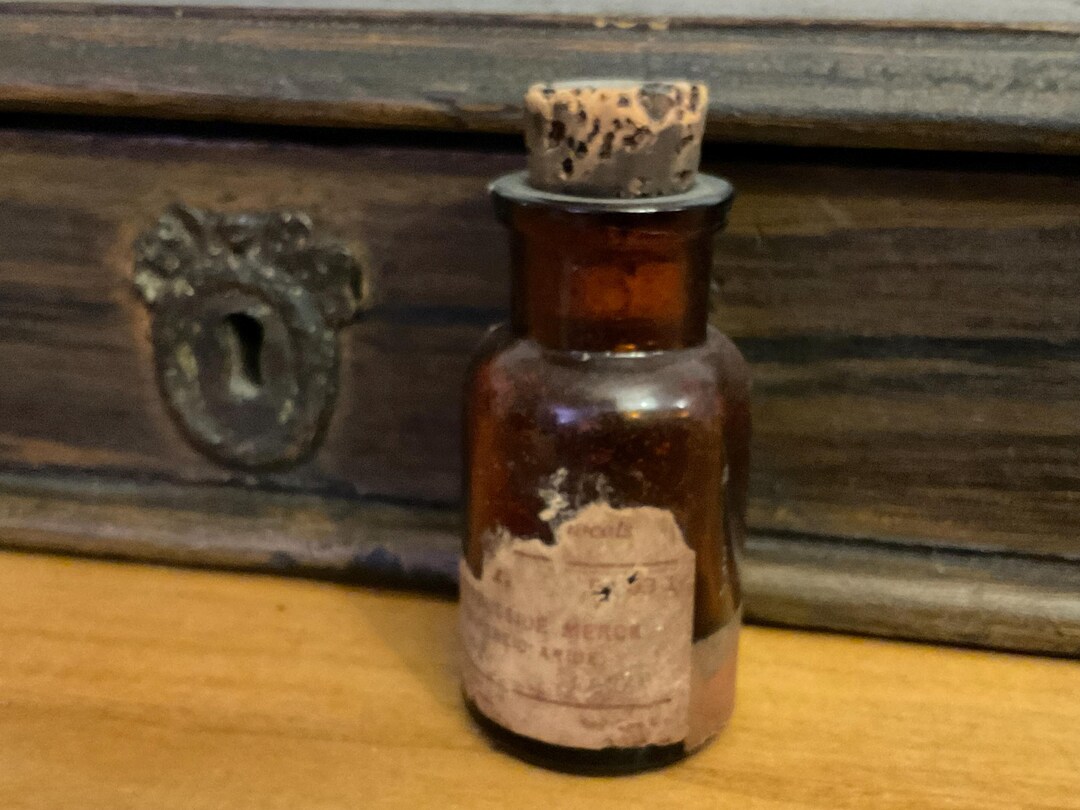 Antique Merck Bottle With Original Paper Label. Old Pharmacy / Medical ...