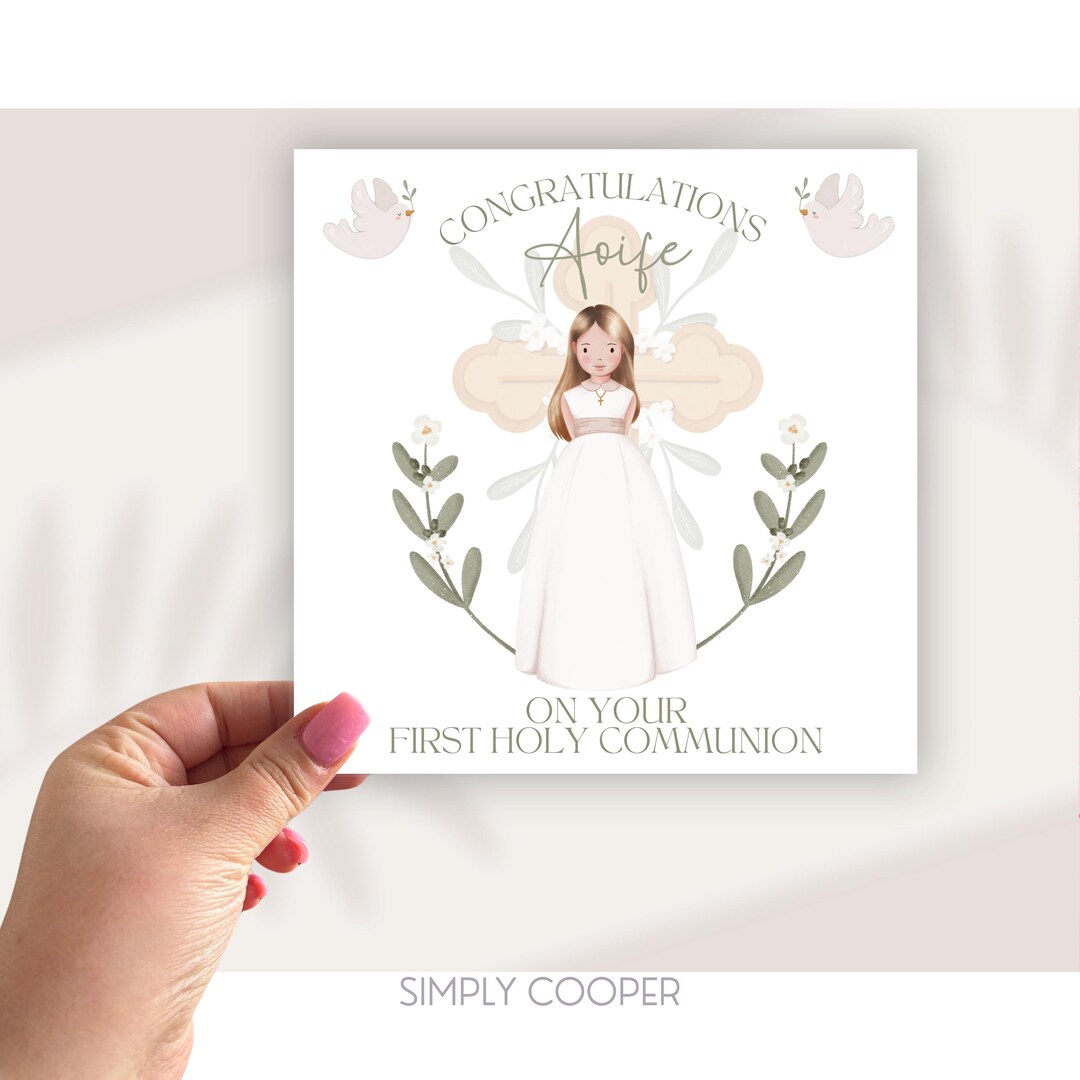 First Holy Communion Card // Girl // Personalised - Etsy