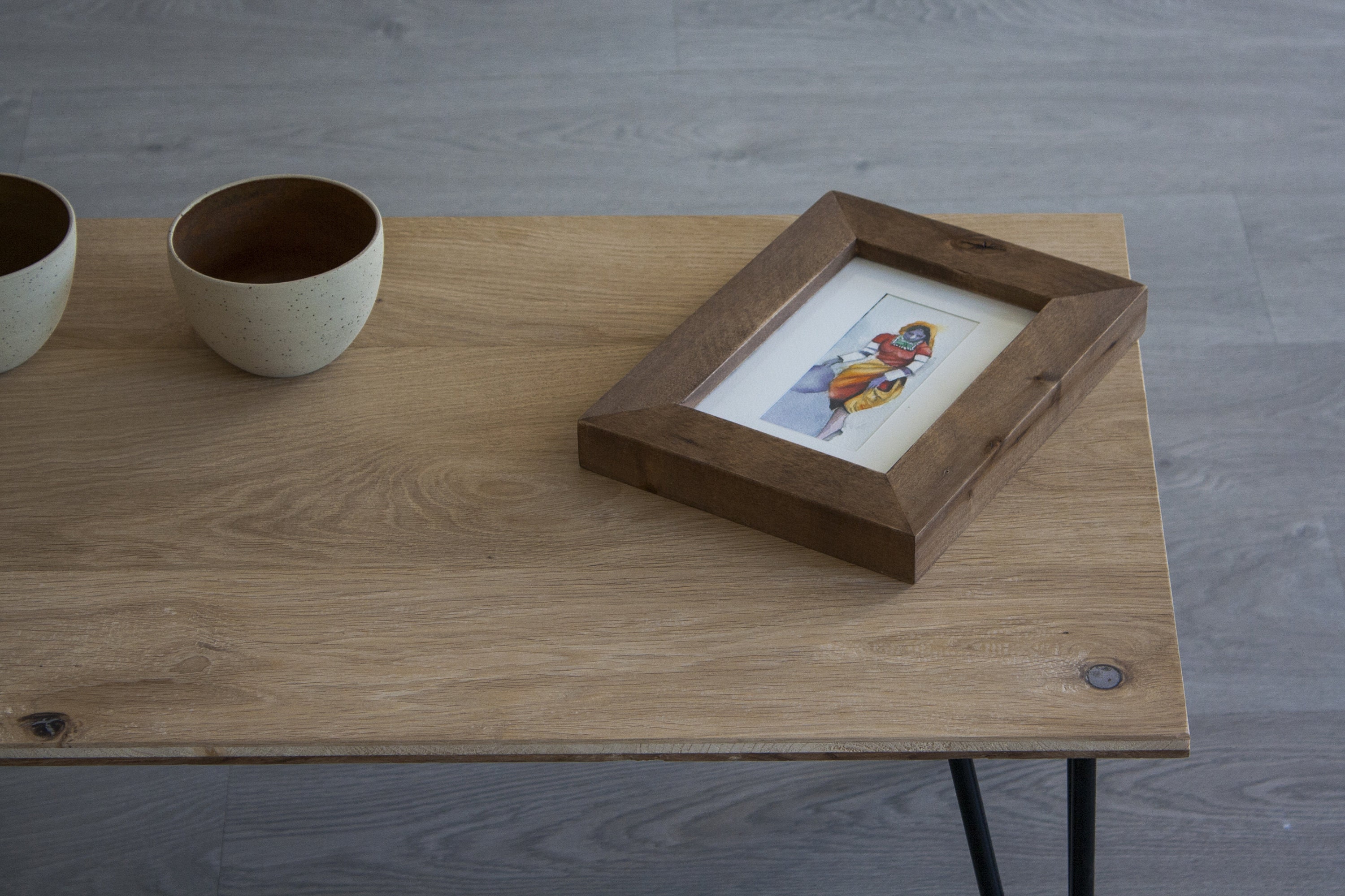 Minimal Style Small Table Oak Wood and Hairpin Legs - Etsy