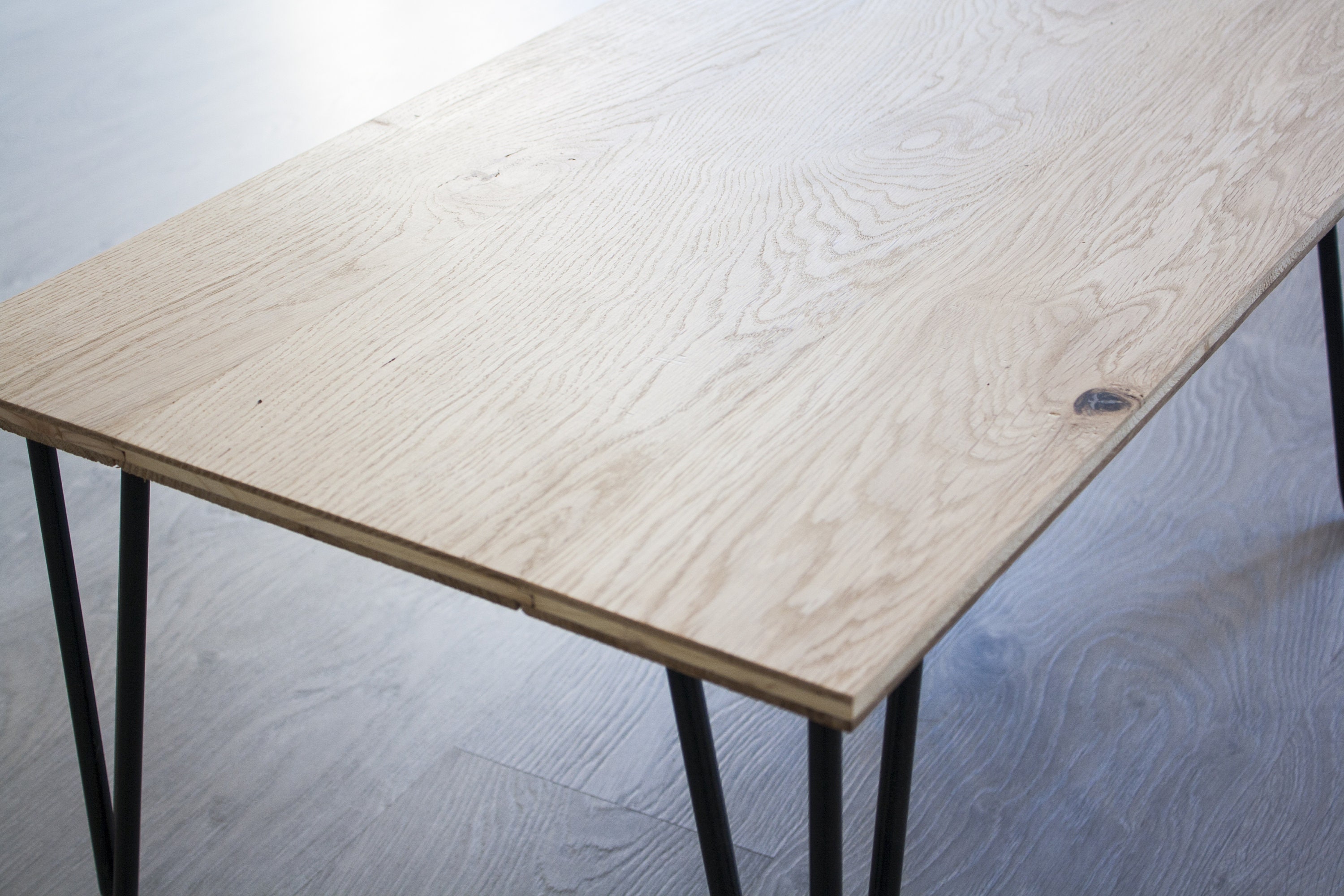 Minimal Style Small Table Oak Wood and Hairpin Legs - Etsy