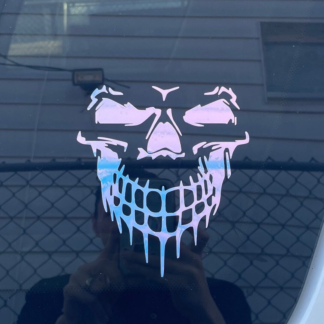 Holographic Skeleton Face Car Decal, Waterproof Vinyl Sticker Decal ...