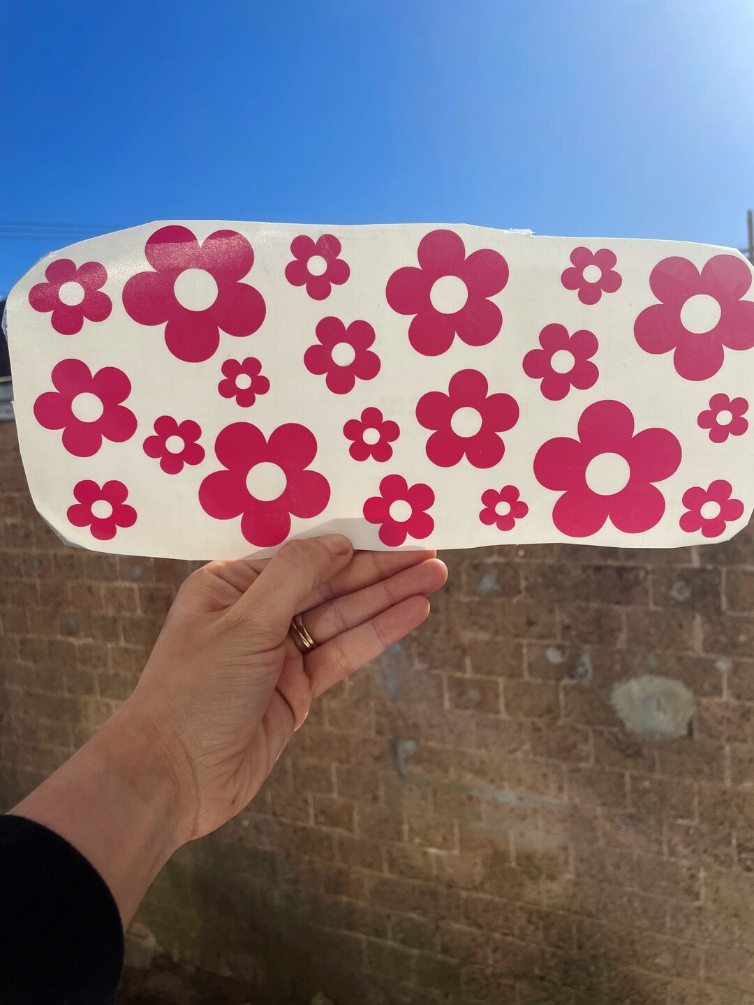 Hot Pink Side Car Window Decal Sticker Sheet 11''W X 5''H Retro Flowers ...