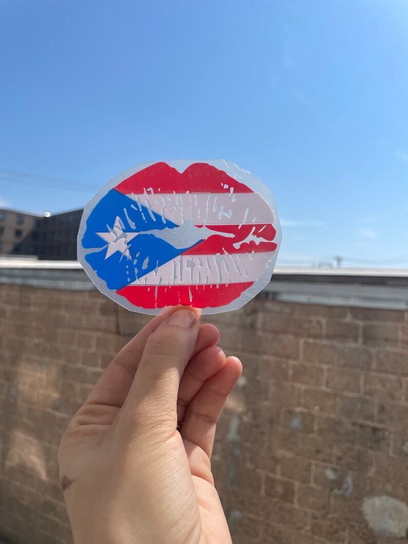Puerto Rico Flag Kiss Lips Vinyl Sticker Decals Bumper - Etsy