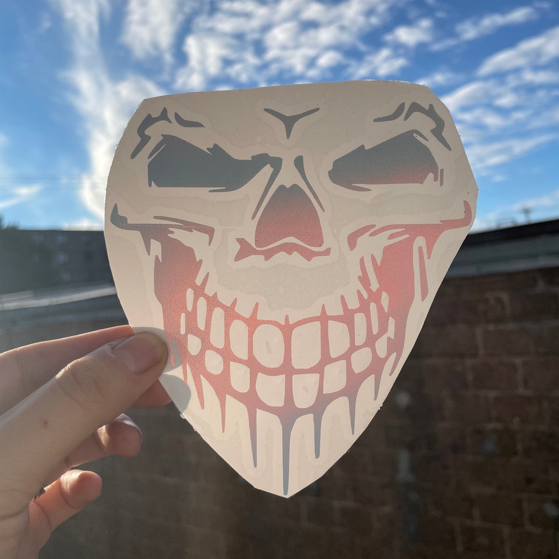 Holographic Skeleton Face Car Decal Waterproof Vinyl Sticker - Etsy