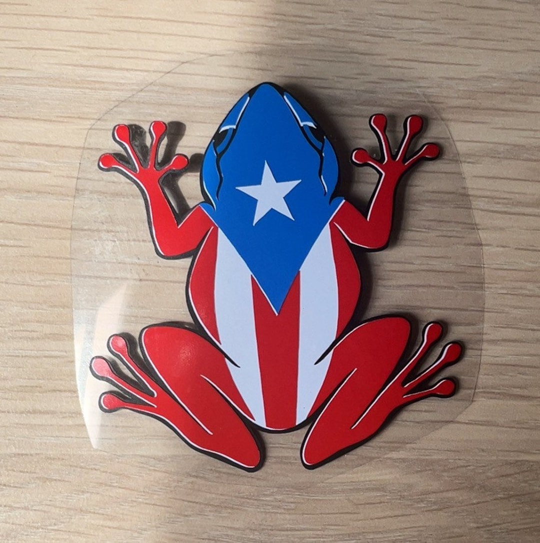 Puerto Rico Flag Frog El Coqui Car Window Decal, Bumper Stickers ...