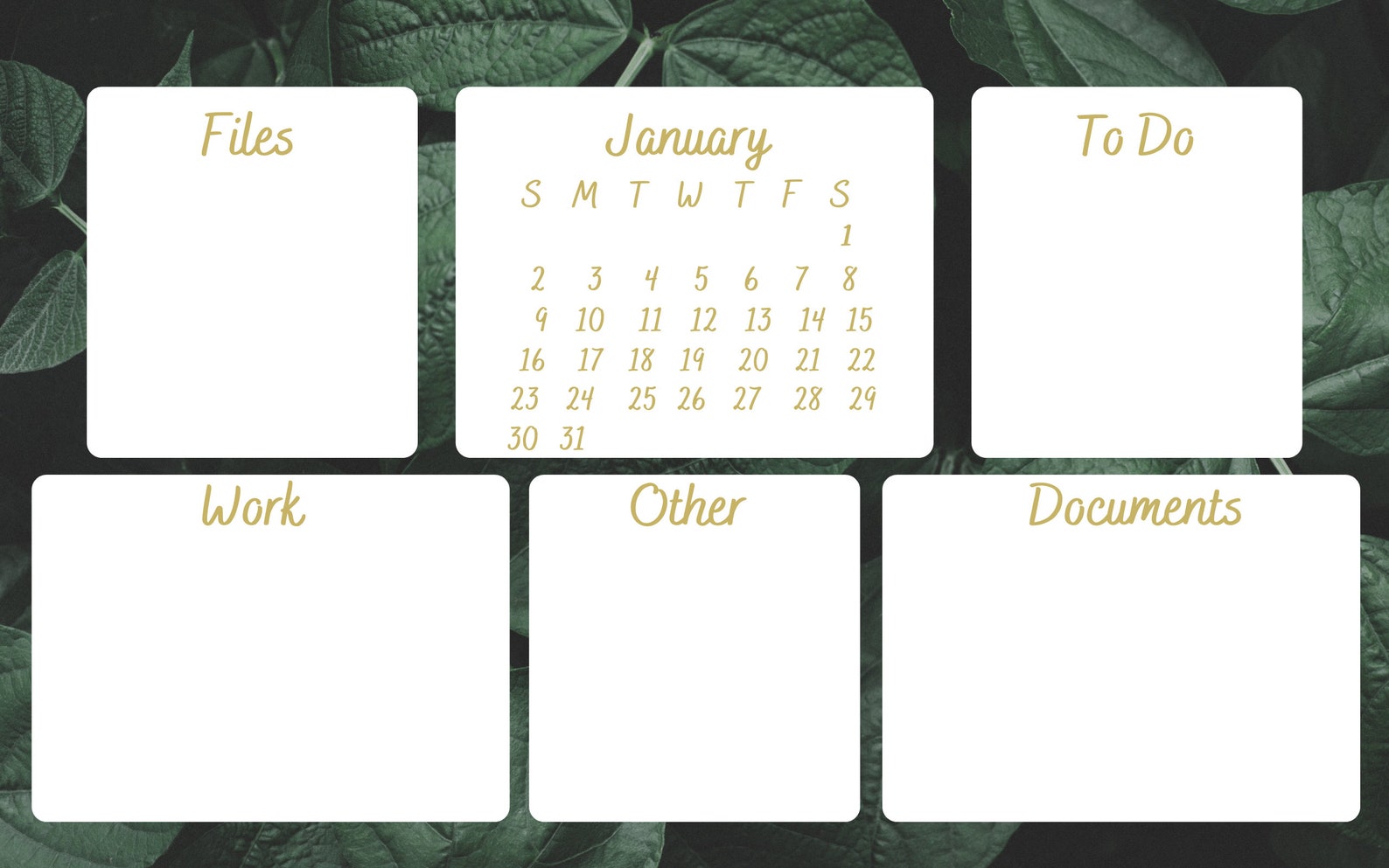 January Desktop Organizer Background - Etsy