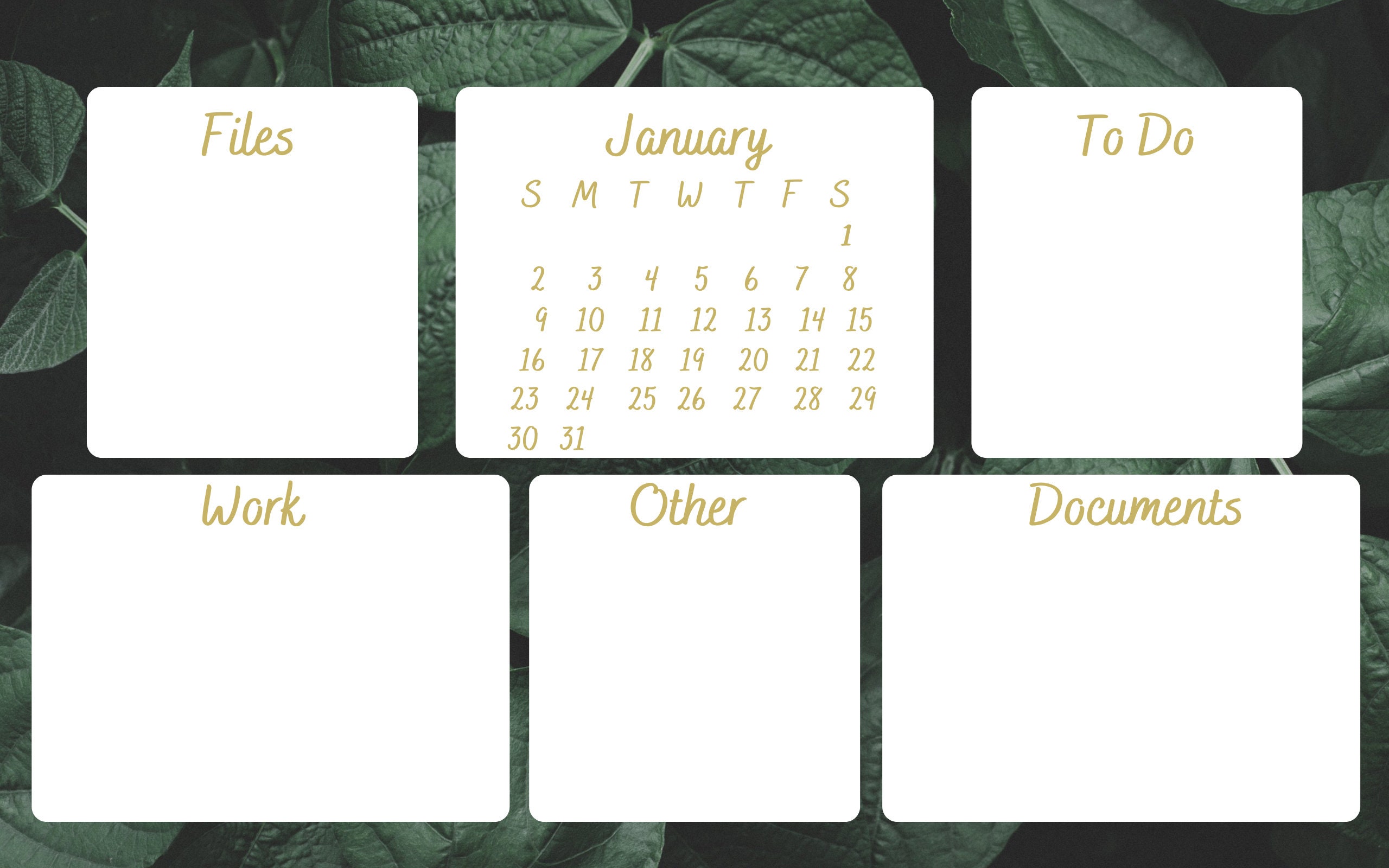 January Desktop Organizer Background - Etsy