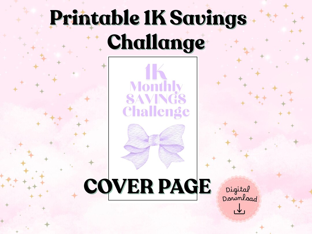 1K Monthly Savings Challenge Printable Bundle | Aesthetic Bow Budget ...