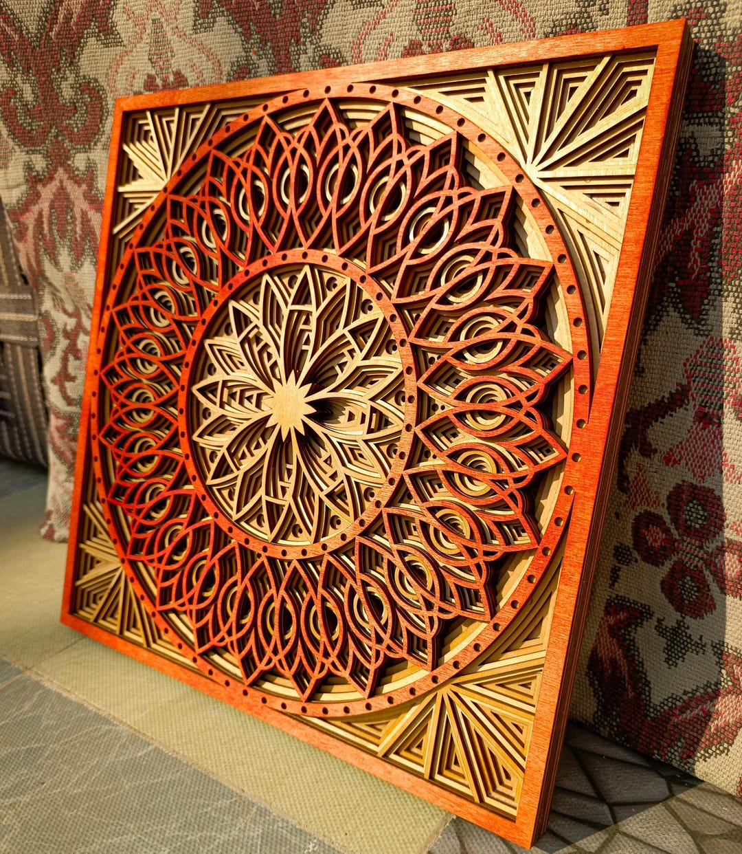 Mandala Wood Wall Decor, Sacred Geometry Art, Handcrafted Rustic Boho ...