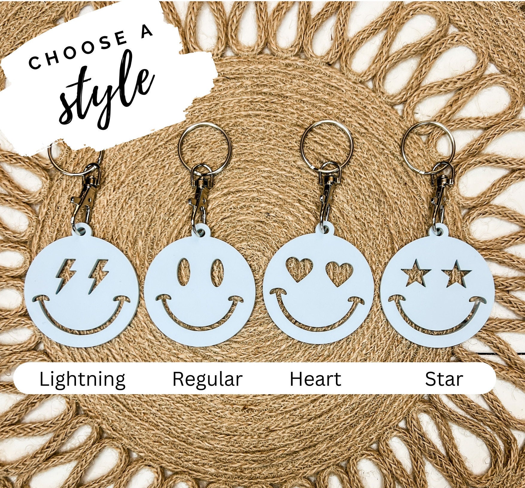 Smiley Face Keychain: Pastel Acrylic Car Key Accessory - Etsy