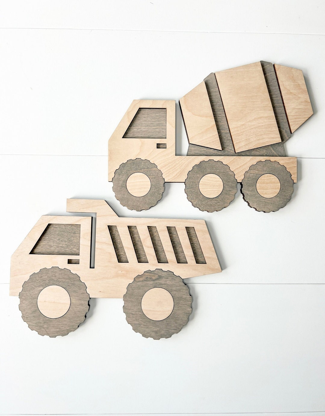 Wooden Construction Vehicles, Kids Truck Wall Hanging, Boys Room Decor ...