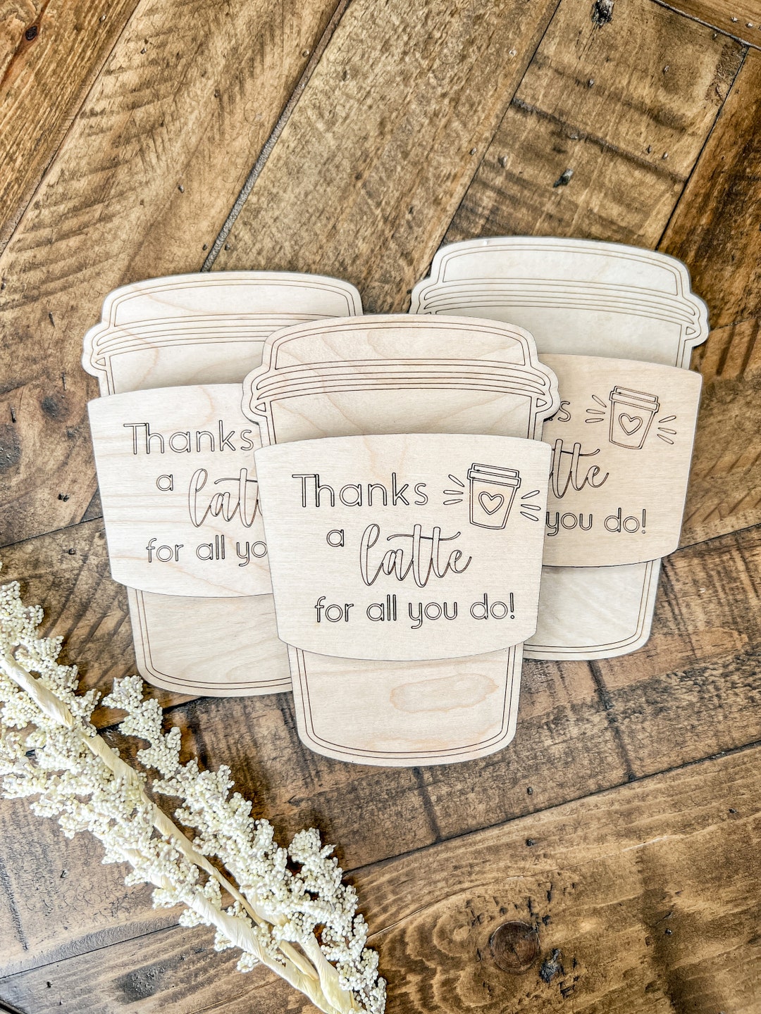 Coffee Gift Card Holder, Reusable Wooden Gift Card Insert, Thanks A ...