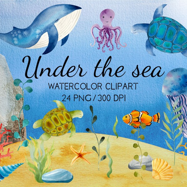 Sea Animal Clipart - Etsy