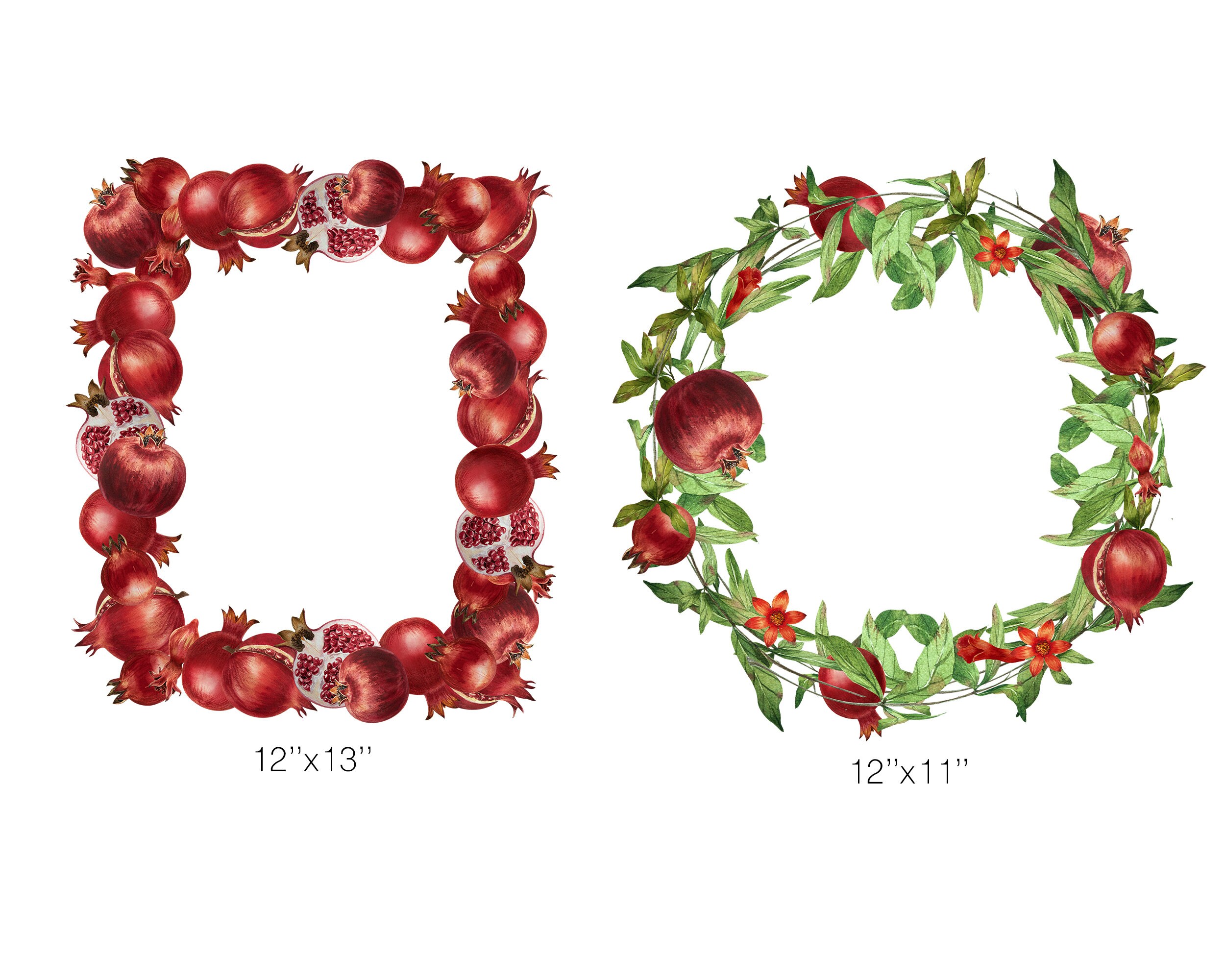 Pomegranate Fruit Frames Clipart Wreath Kitchen Decor - Etsy