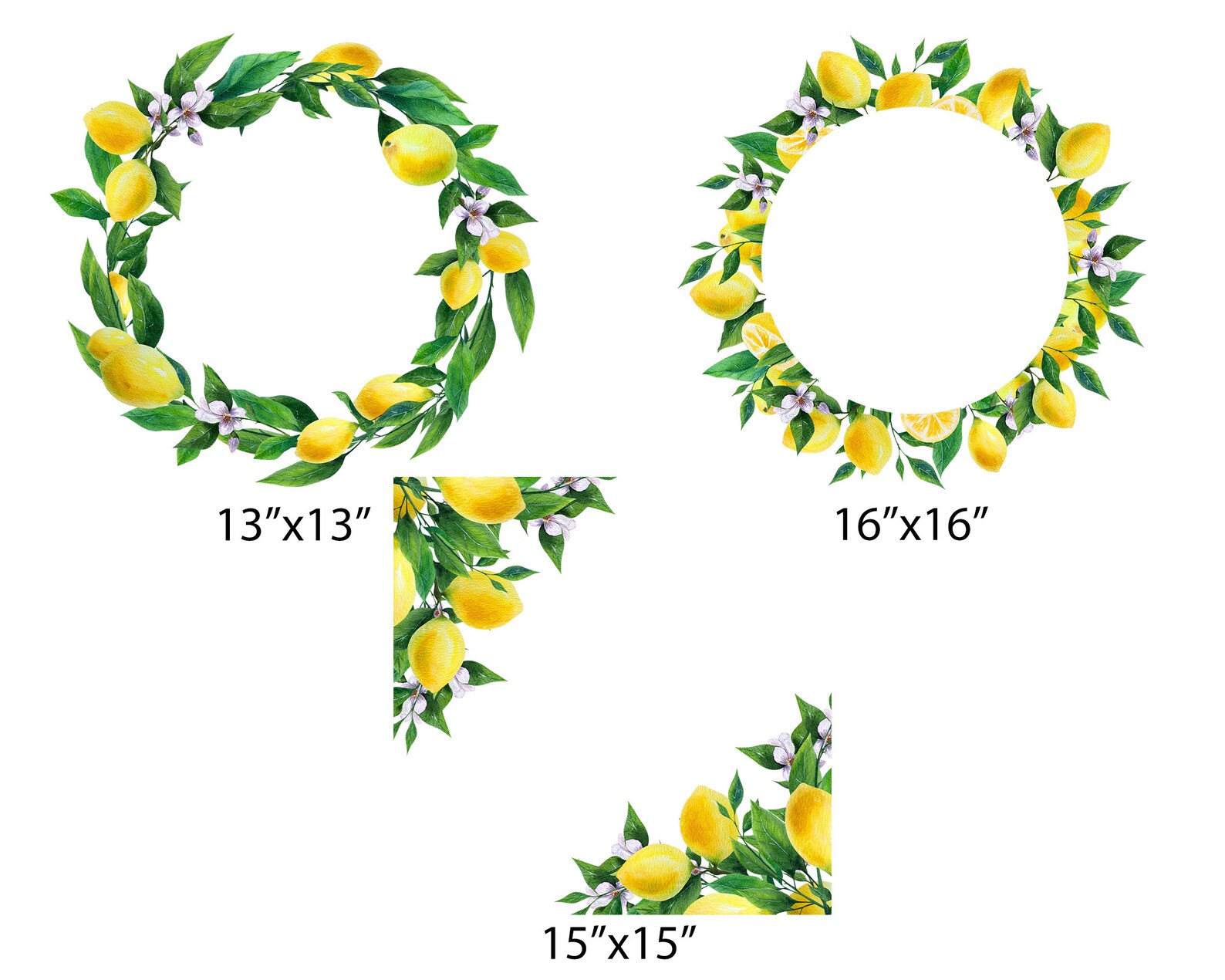 Lemon Watercolor Frames Clipart Wreath Citrus Clipart Lemon - Etsy