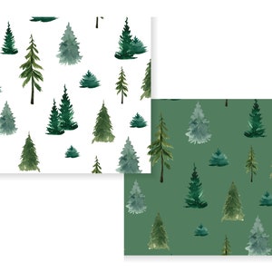 Foggy Forest Digital Paper Pack, Watercolor Mountain Landscape, Pine ...