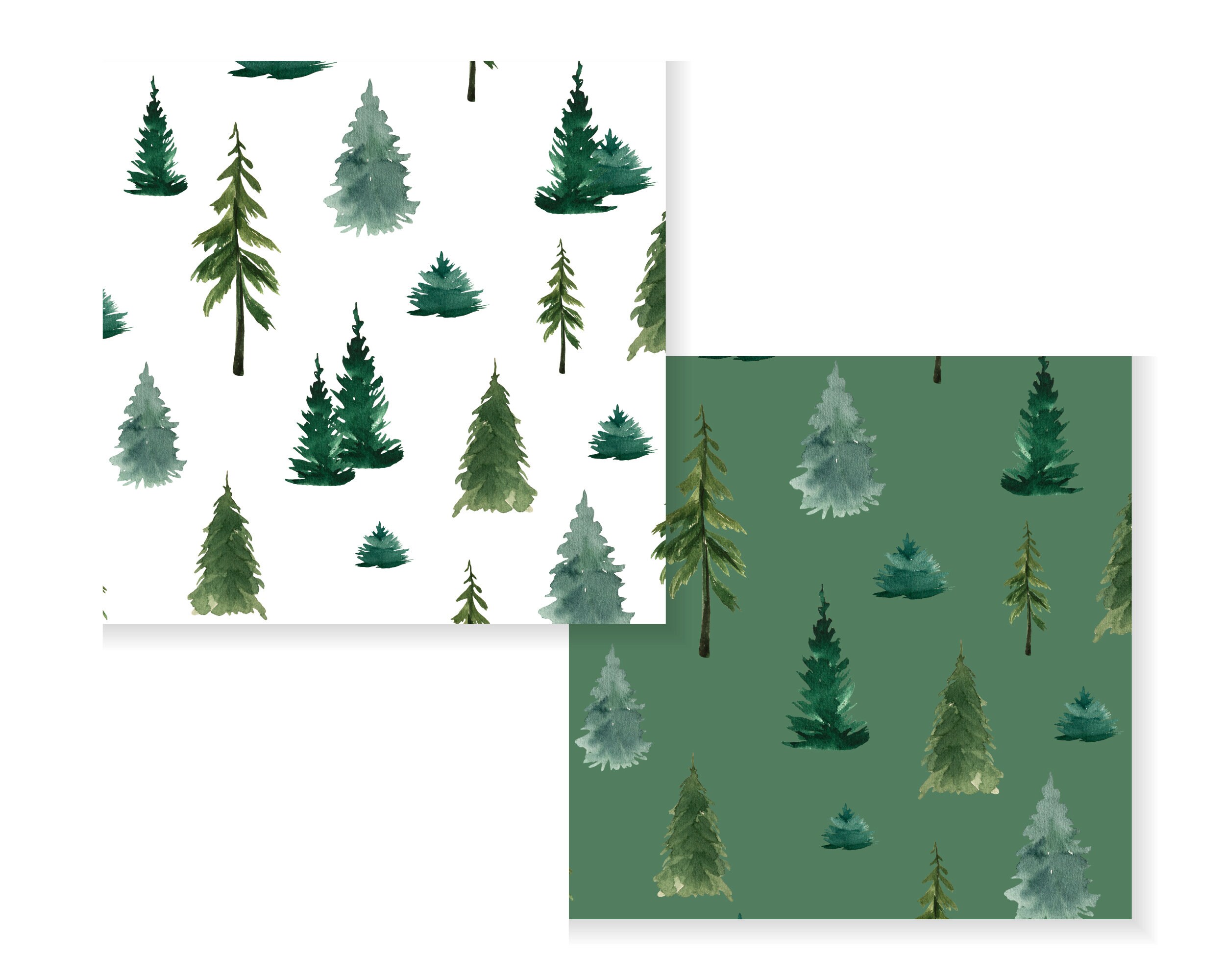 Foggy Forest Digital Paper Pack, Watercolor Mountain Landscape, Pine ...