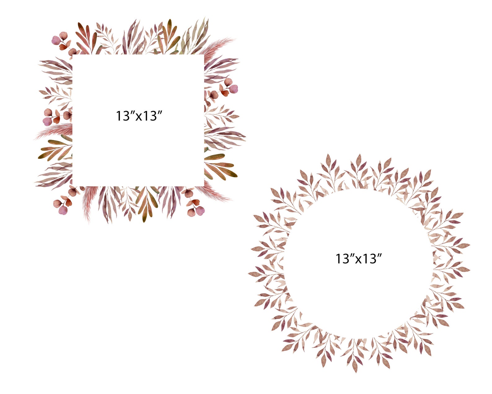 Boho Frames Clipart Wreaths and Borders Floral Clipart Boho - Etsy
