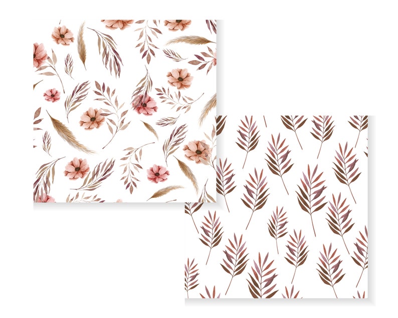 Boho Flower Digital Paper Pack Boho Flowers Seamless - Etsy