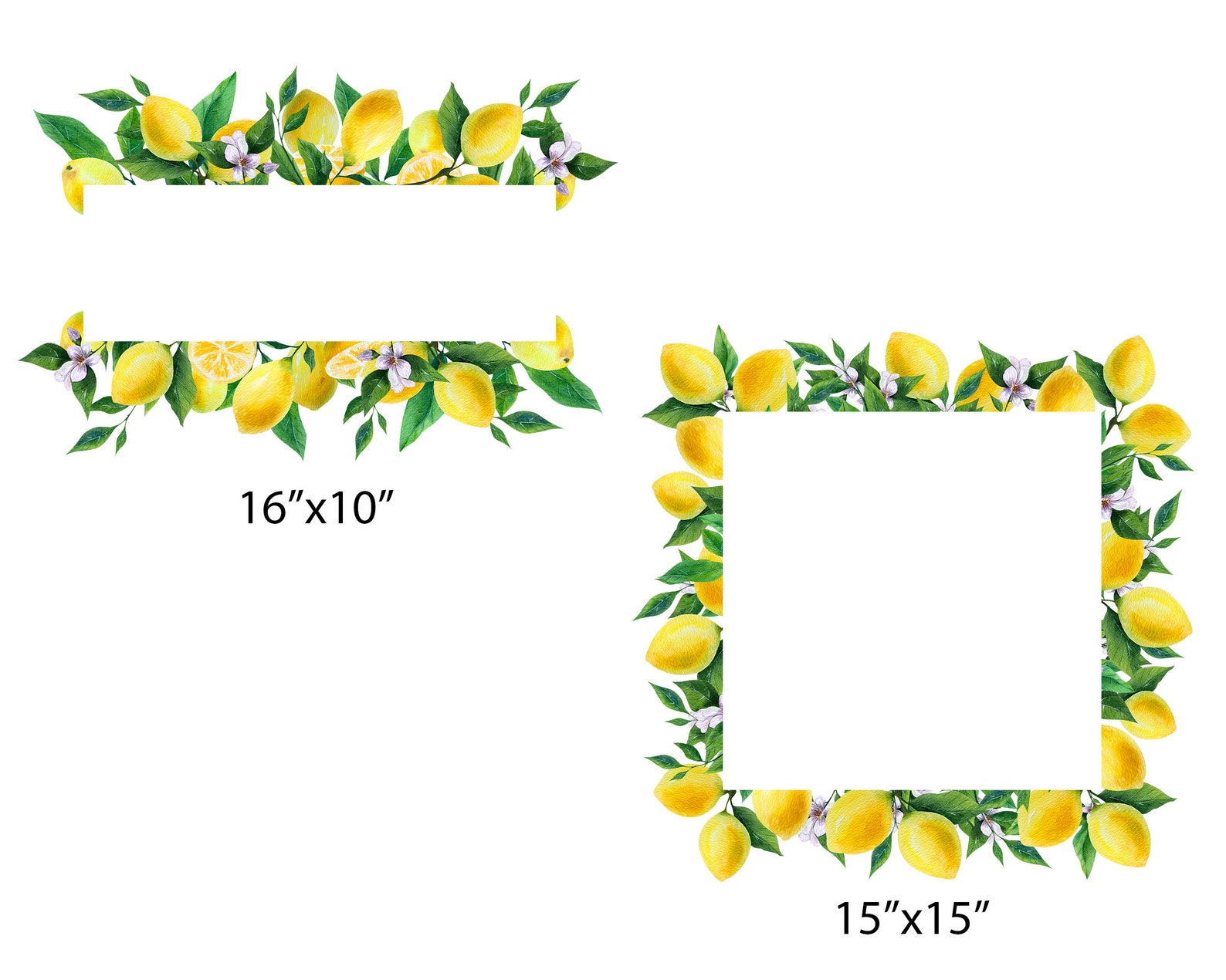Lemon Watercolor Frames Clipart Wreath Citrus Clipart Lemon - Etsy