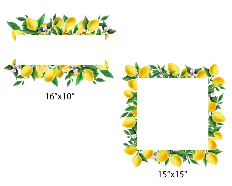 Lemon Watercolor Frames Clipart Wreath Citrus Clipart Lemon - Etsy