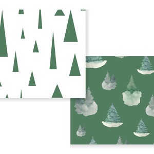 Foggy Forest Digital Paper Pack, Watercolor Mountain Landscape, Pine ...