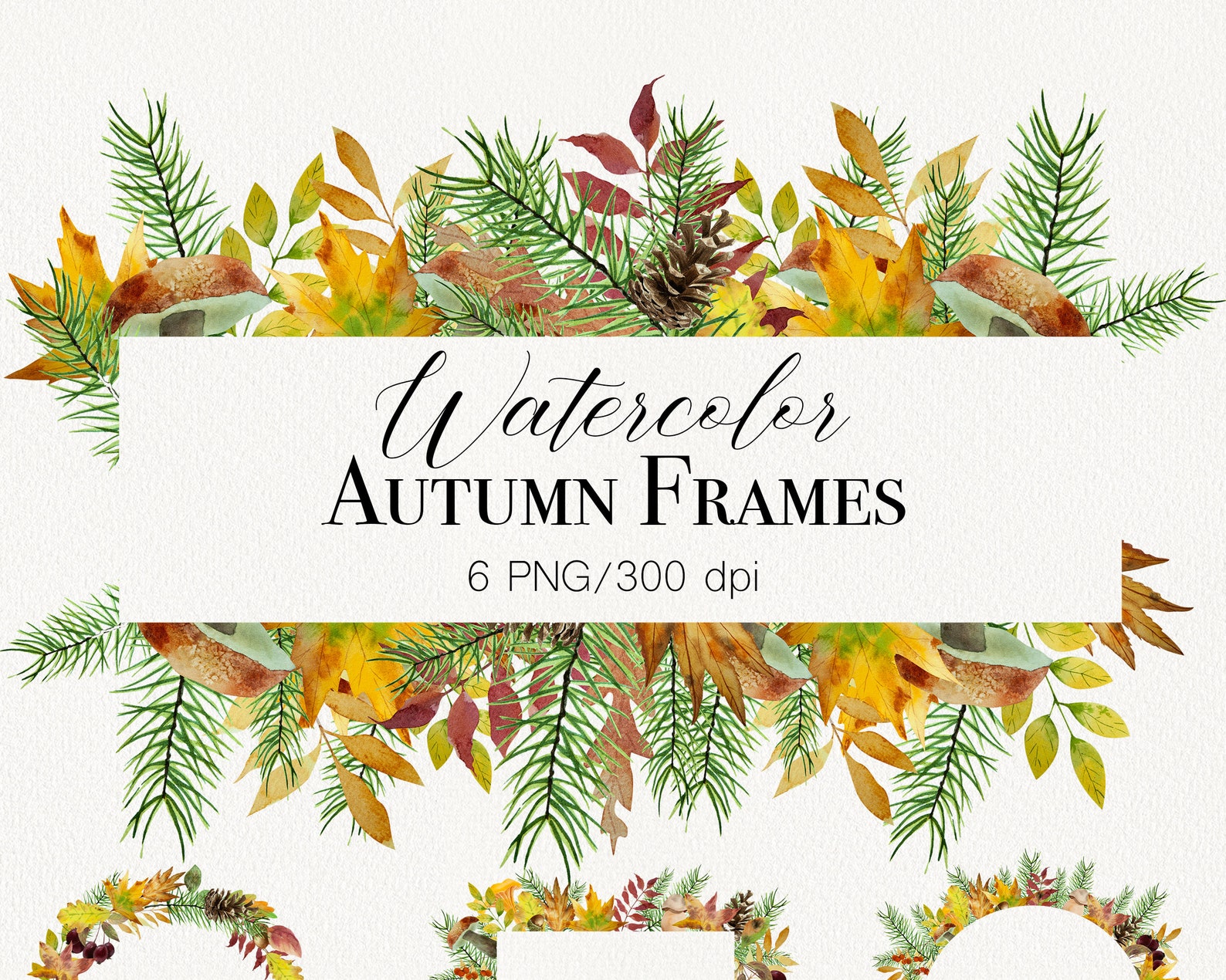 Autumn Fall Clipart Frame Illustrations Square Frame Wreath, Leaves ...