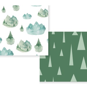 Foggy Forest Digital Paper Pack, Watercolor Mountain Landscape, Pine ...