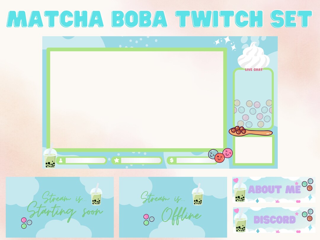 Matcha Boba Twitch Set / X15 Pannels / X6 Overlays / X6 Screens ...