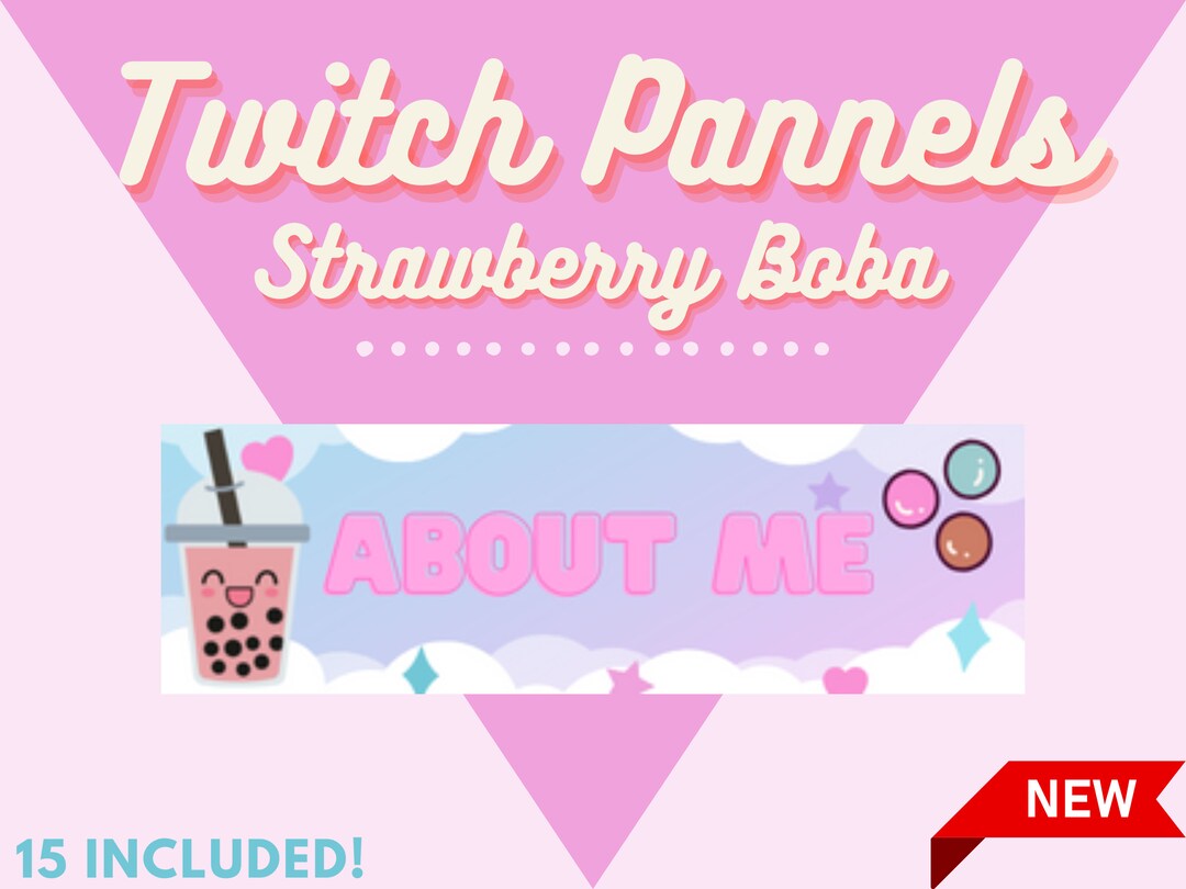 Strawberry Boba Twitch Pannel Set / X15 / Kawaii / Cute / Streaming ...