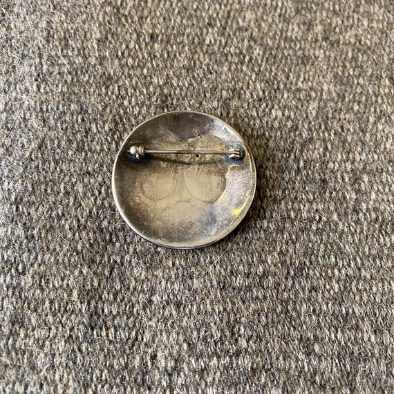 Vintage Hopi Sterling Silver Overlay Brooch or Pin - Gem