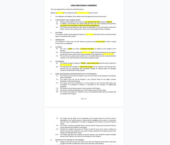 Long Term Agreement Template