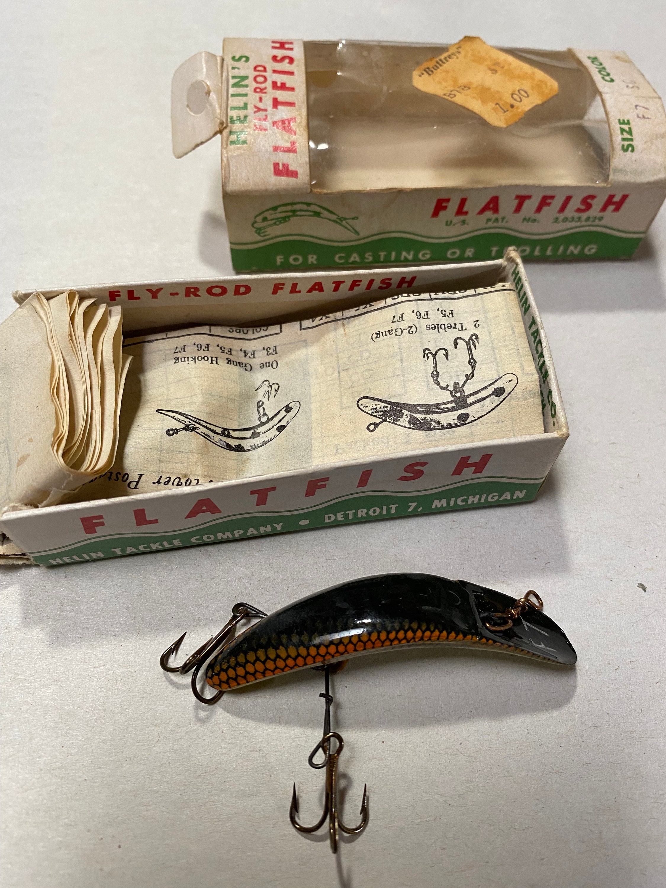 Helin's Fly Rod Flatfish F7 Color CD Vintage Lure Never Used With Box ...